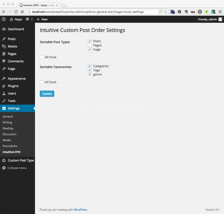 wordpress自由拖动分类文章排序插件Intuitive Custom Post Order-WordPress主题